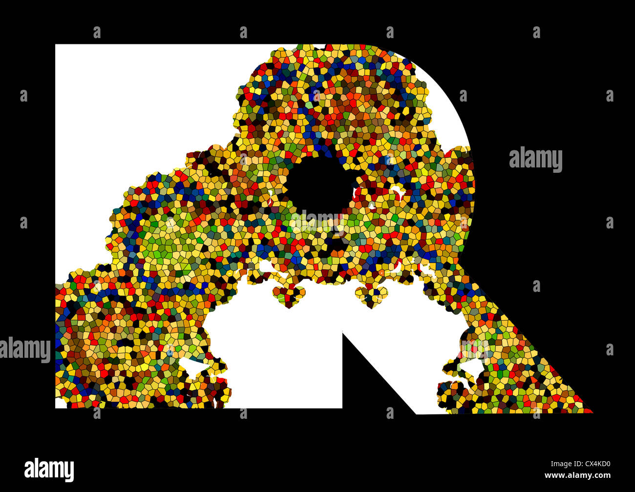 Mosaic letter R Stock Photo - Alamy