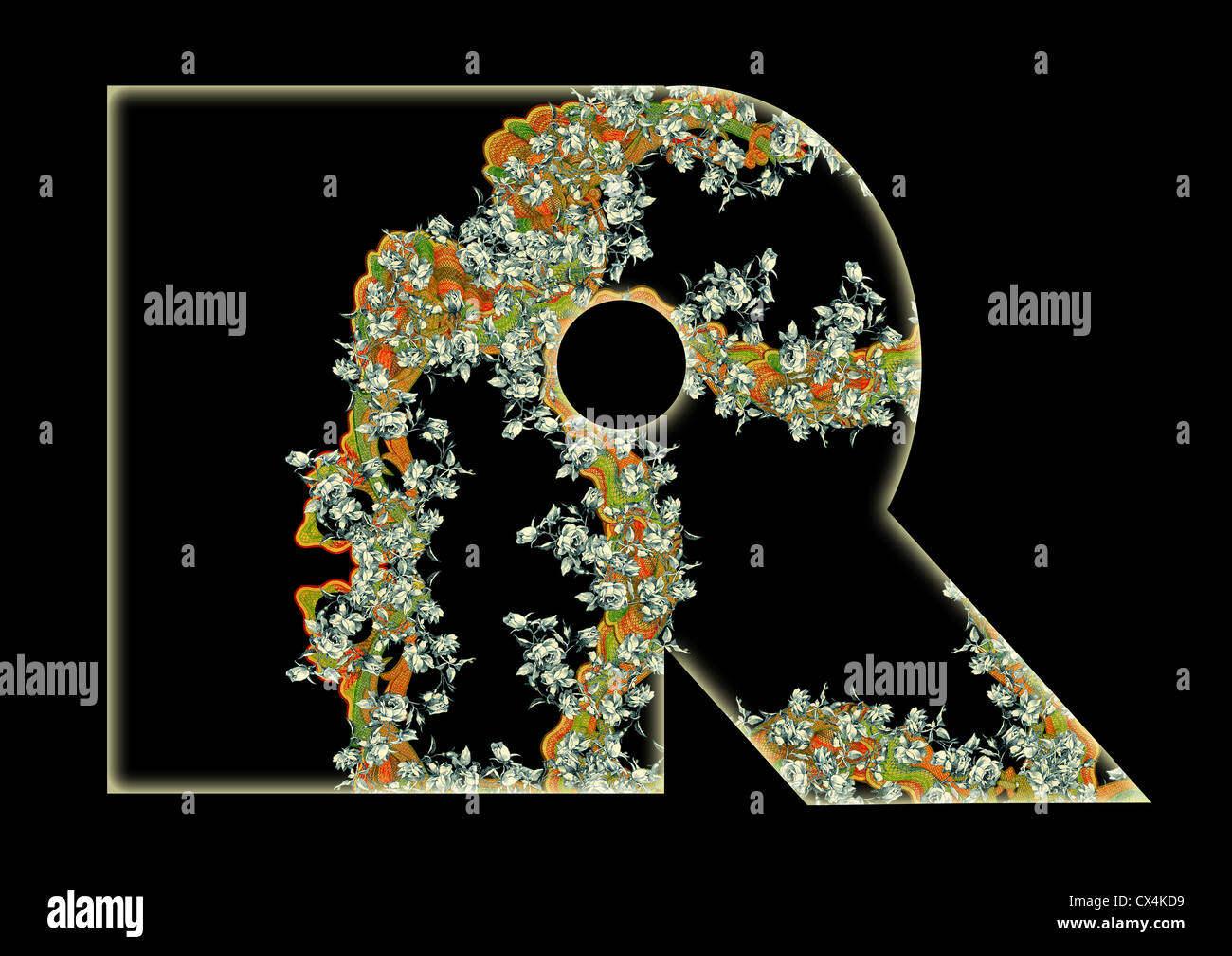 Vintage initials letter R in the style of Art Deco, after a old ...