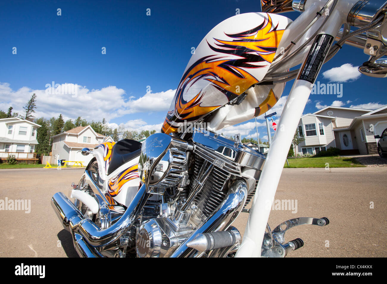A Texas Chopper American Ironhorse bike in Fort McMurray, Canada Stock ...