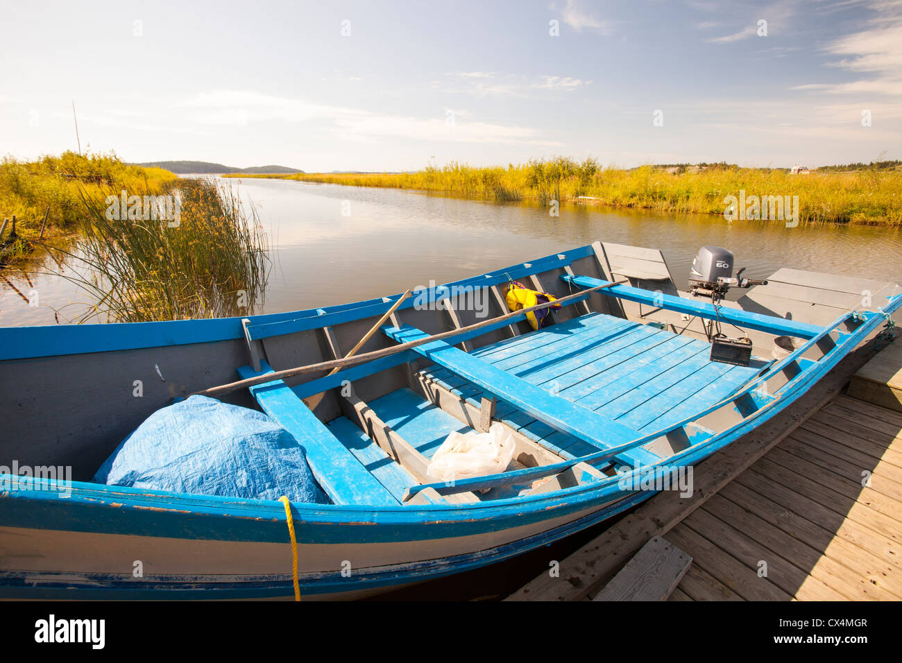 A fishing boat on Lake Athabasca in Fort Chipewyan, a First Nation ...