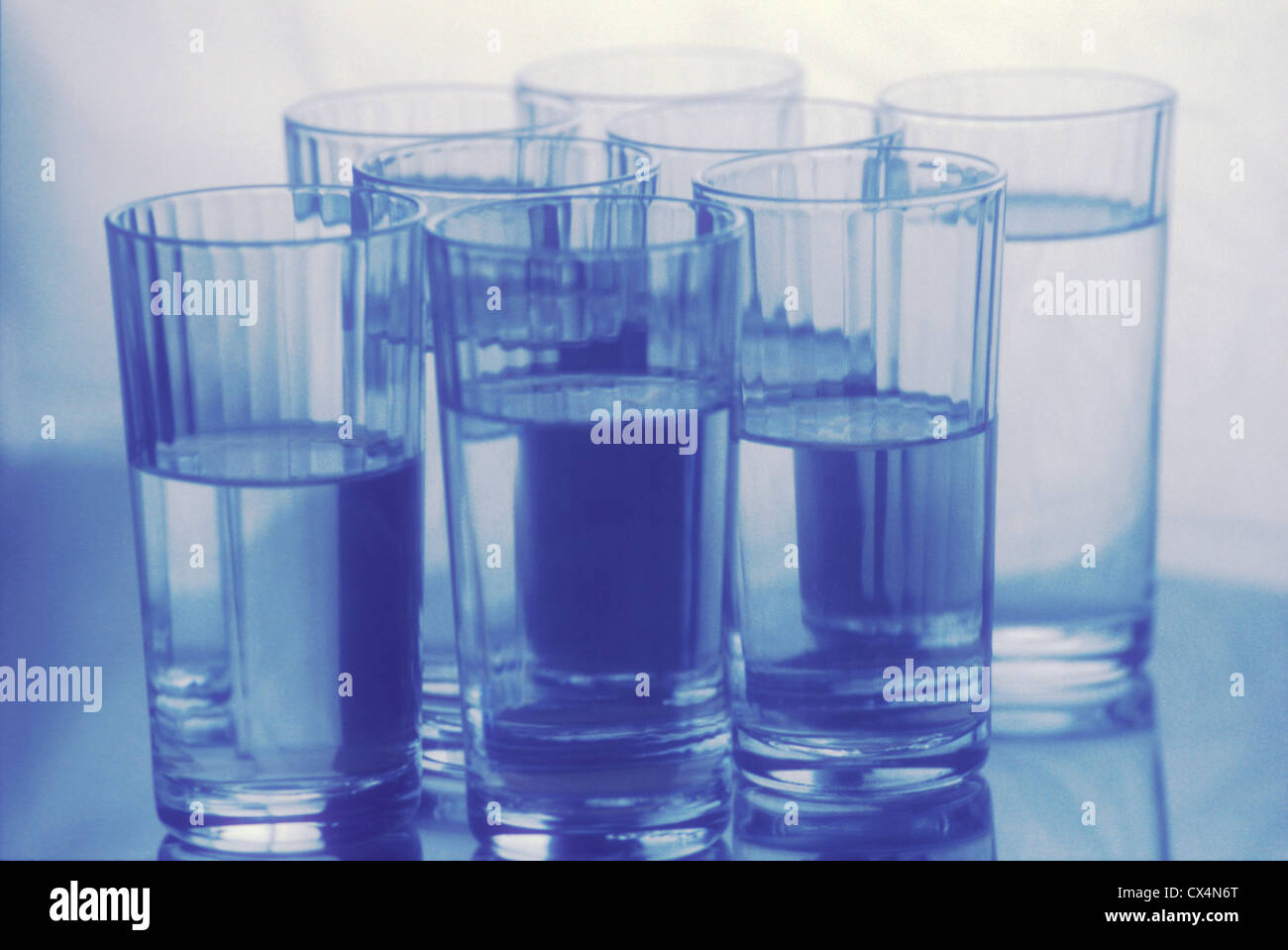 8 glasses of water Stock Photo - Alamy