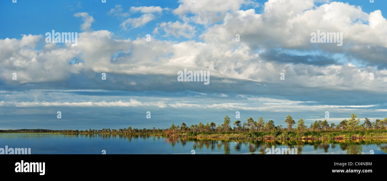 Northern lake panorama Stock Photo - Alamy