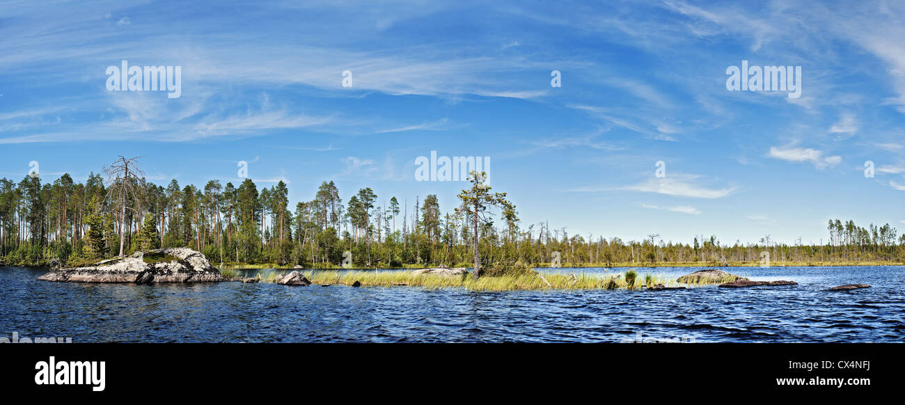 Panorama of the northern lake Stock Photo - Alamy
