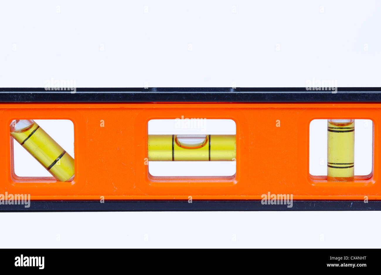 Closeup of a level tool. Isolated on white Stock Photo - Alamy