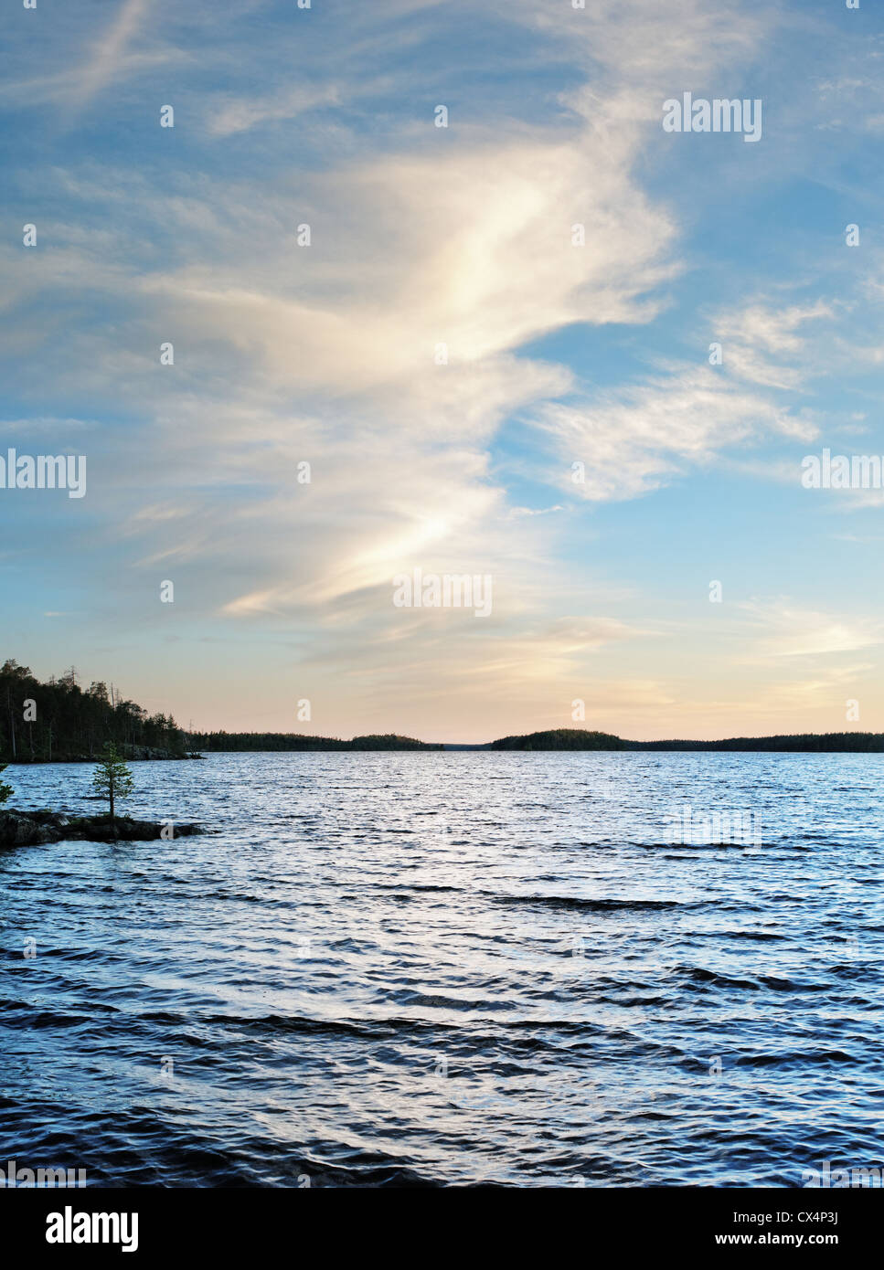 Sunset on lake Stock Photo - Alamy