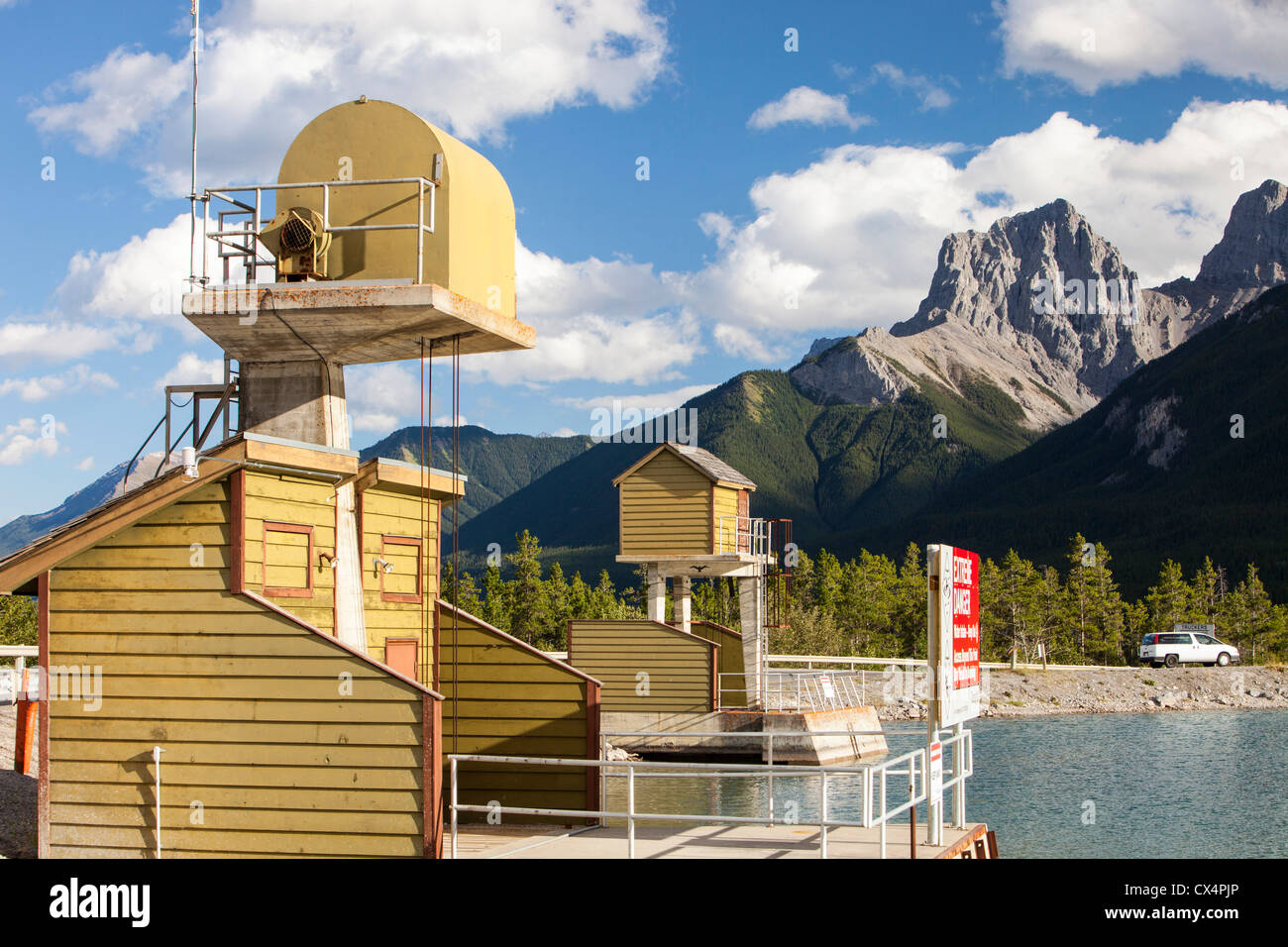 The intake for Rundle hydro power plant above Canmore in the Canadian ...