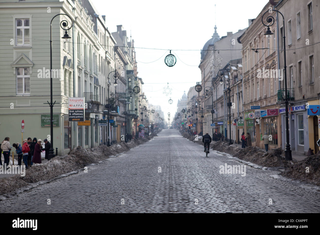 Piotrkowska street in winter Lodz Poland Stock Photo - Alamy