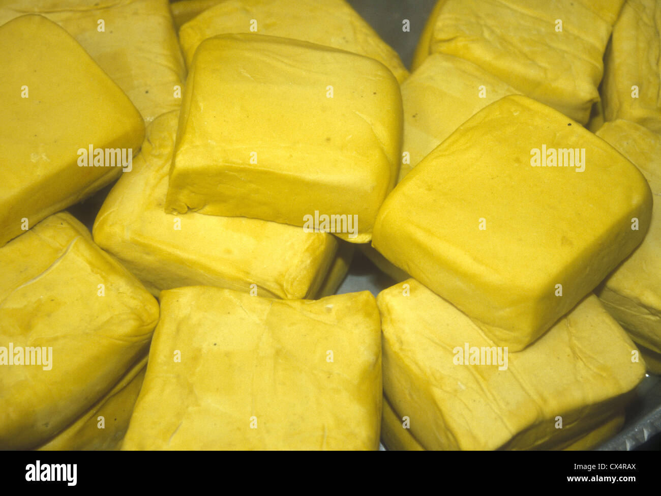 Soya bean curd in a market in Asia Stock Photo - Alamy