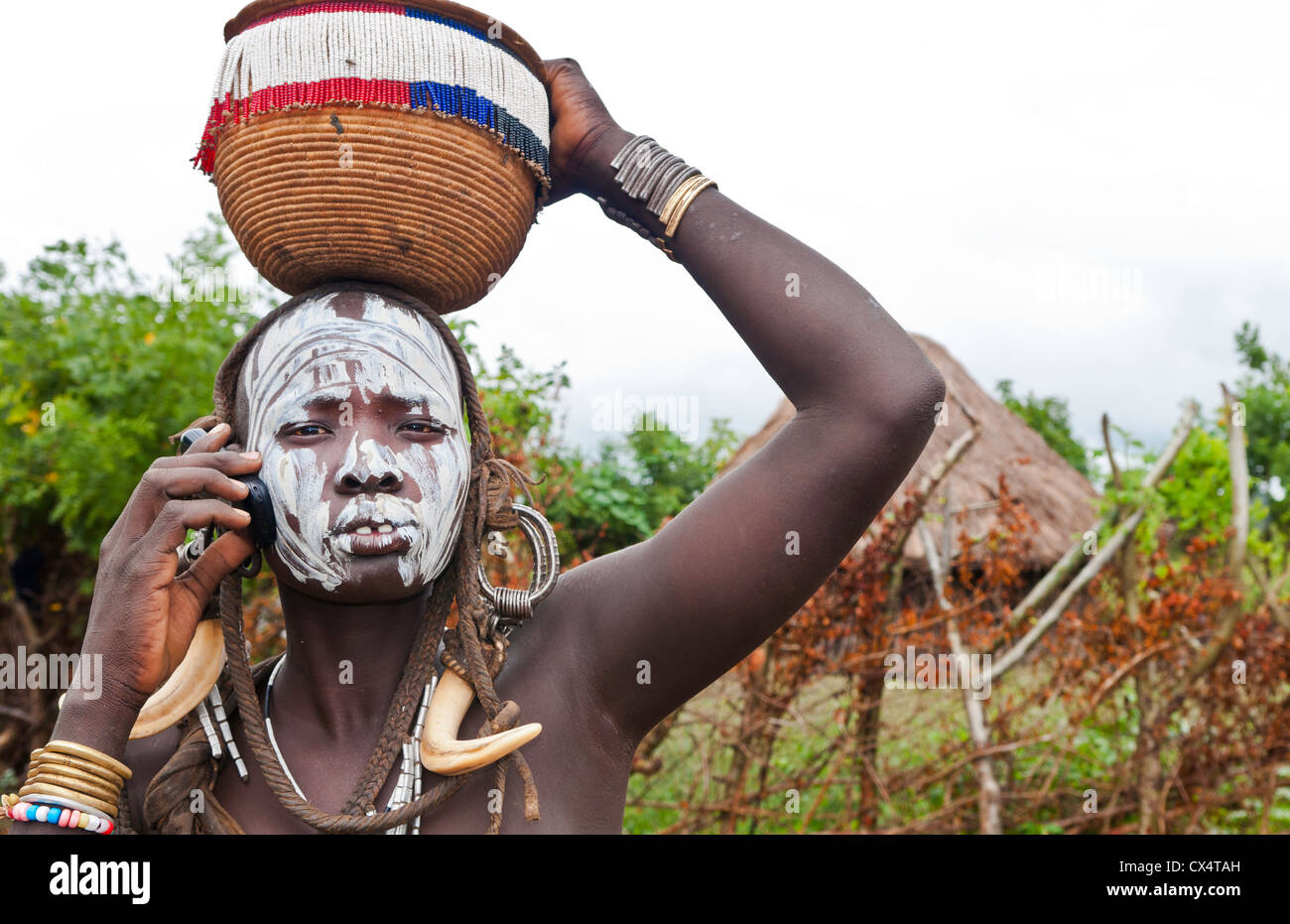 Jinka Ethiopia Africa village Lower Omo Valley Mago National Park wild ...