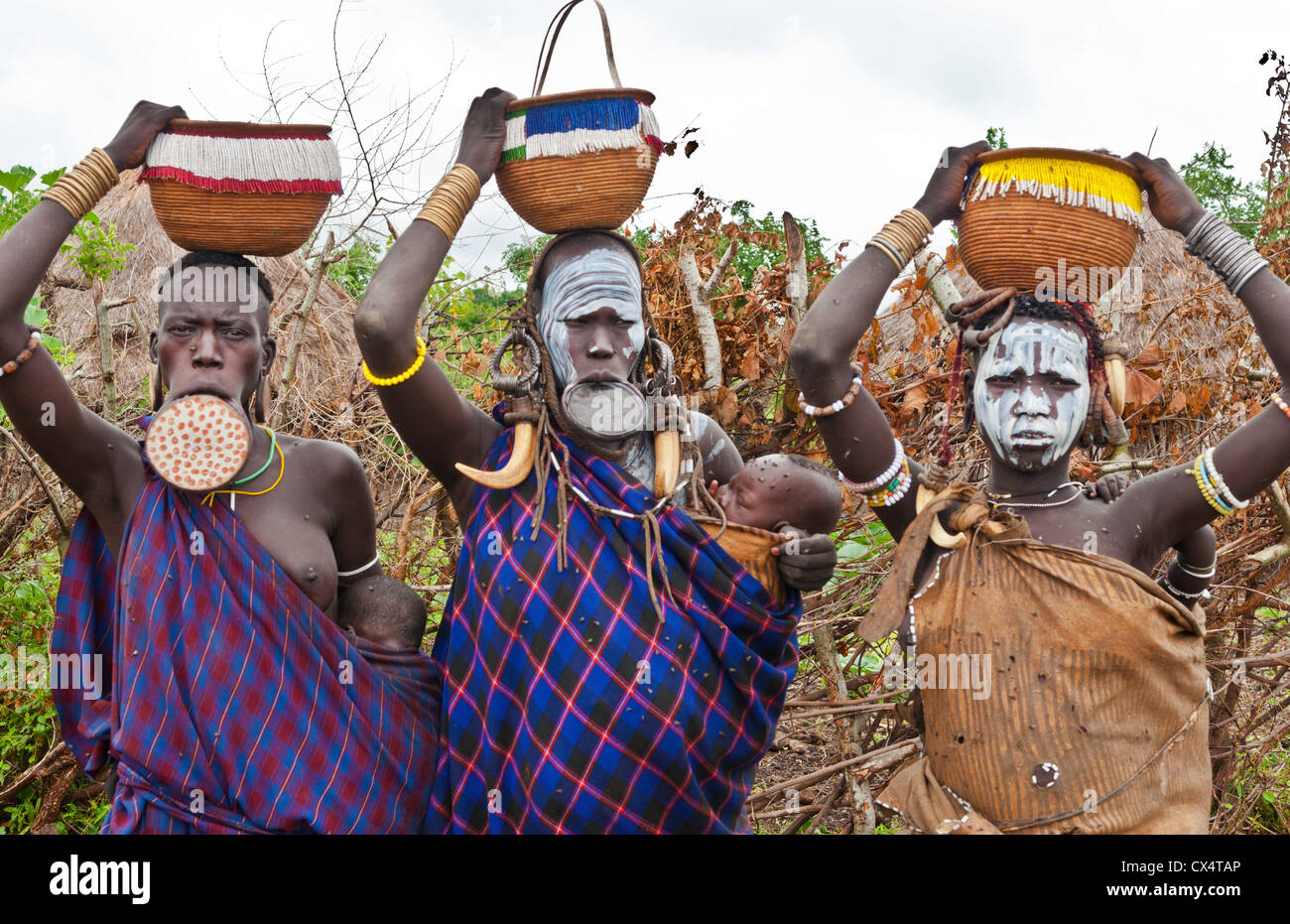 Jinka Ethiopia Africa village Lower Omo Valley Mago National Park wild ...