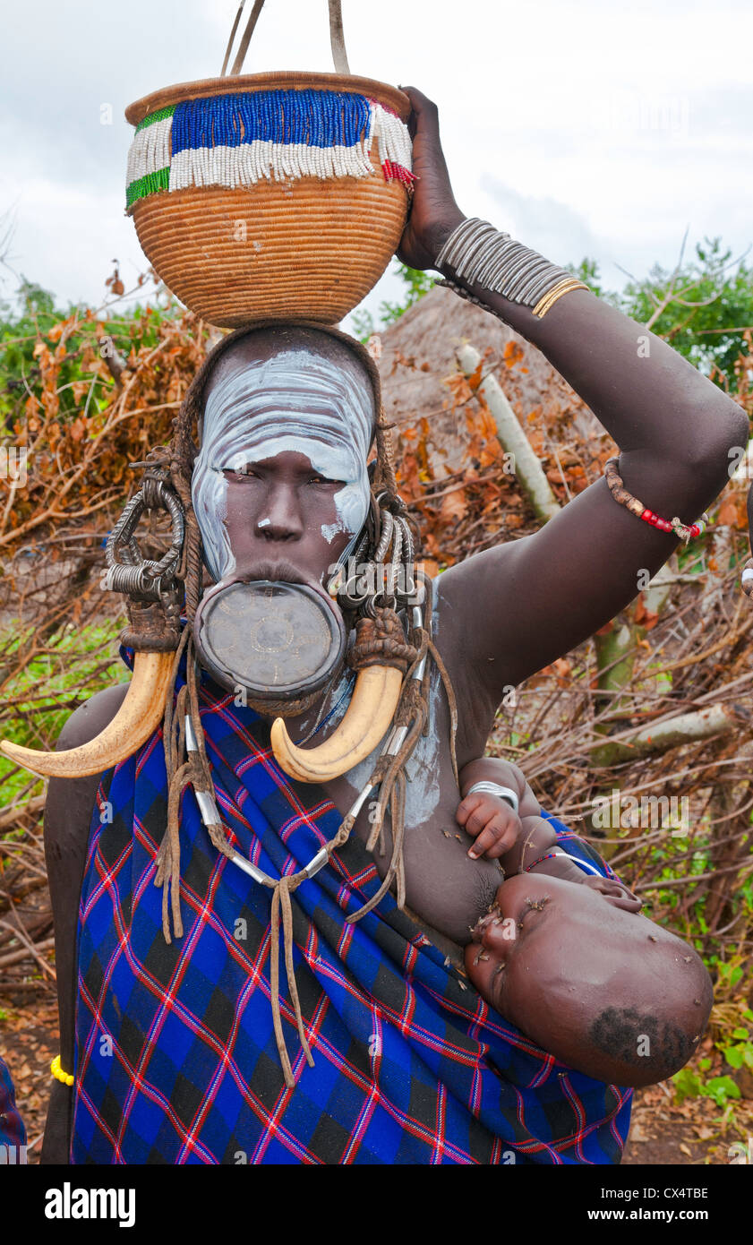 Jinka Ethiopia Africa village Lower Omo Valley Mago National Park wild ...