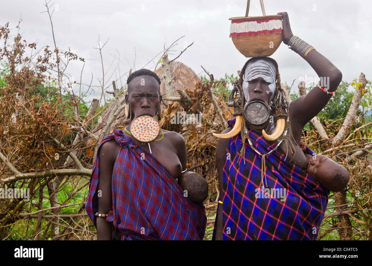Mago National Park Ethiopia Africa Mursi tribe women Lower Omo Valley ...