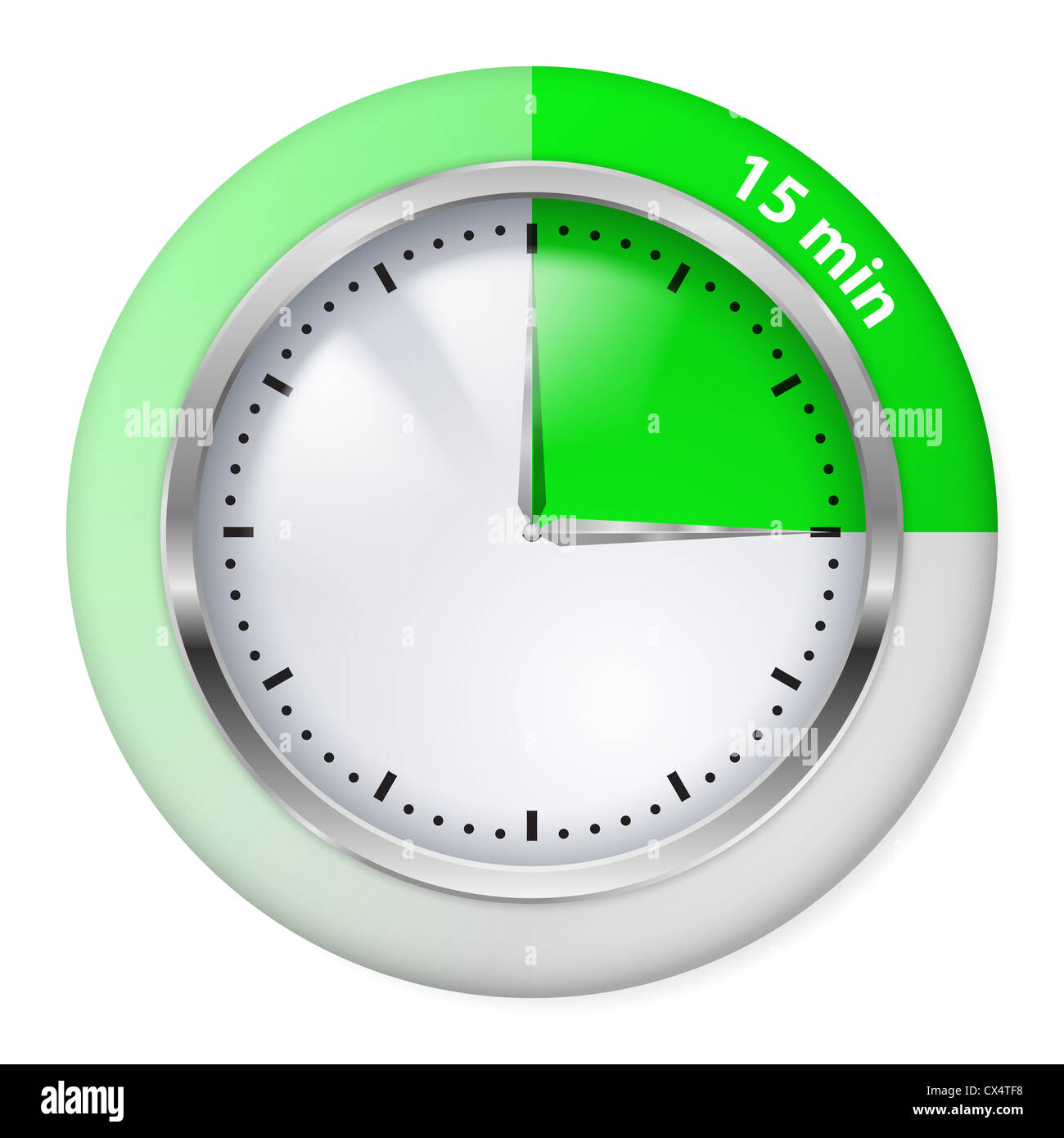 Green Timer icon. Fifteen minutes. Illustration on white Stock Photo ...