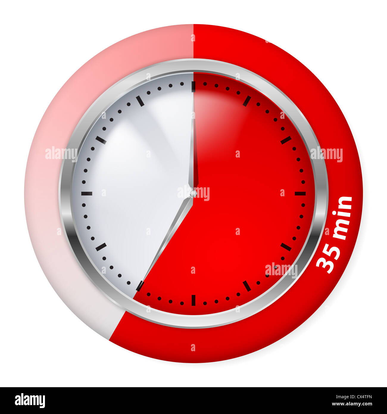 Red Timer Icon. Thirty-five Minutes. Illustration on white Stock Photo ...