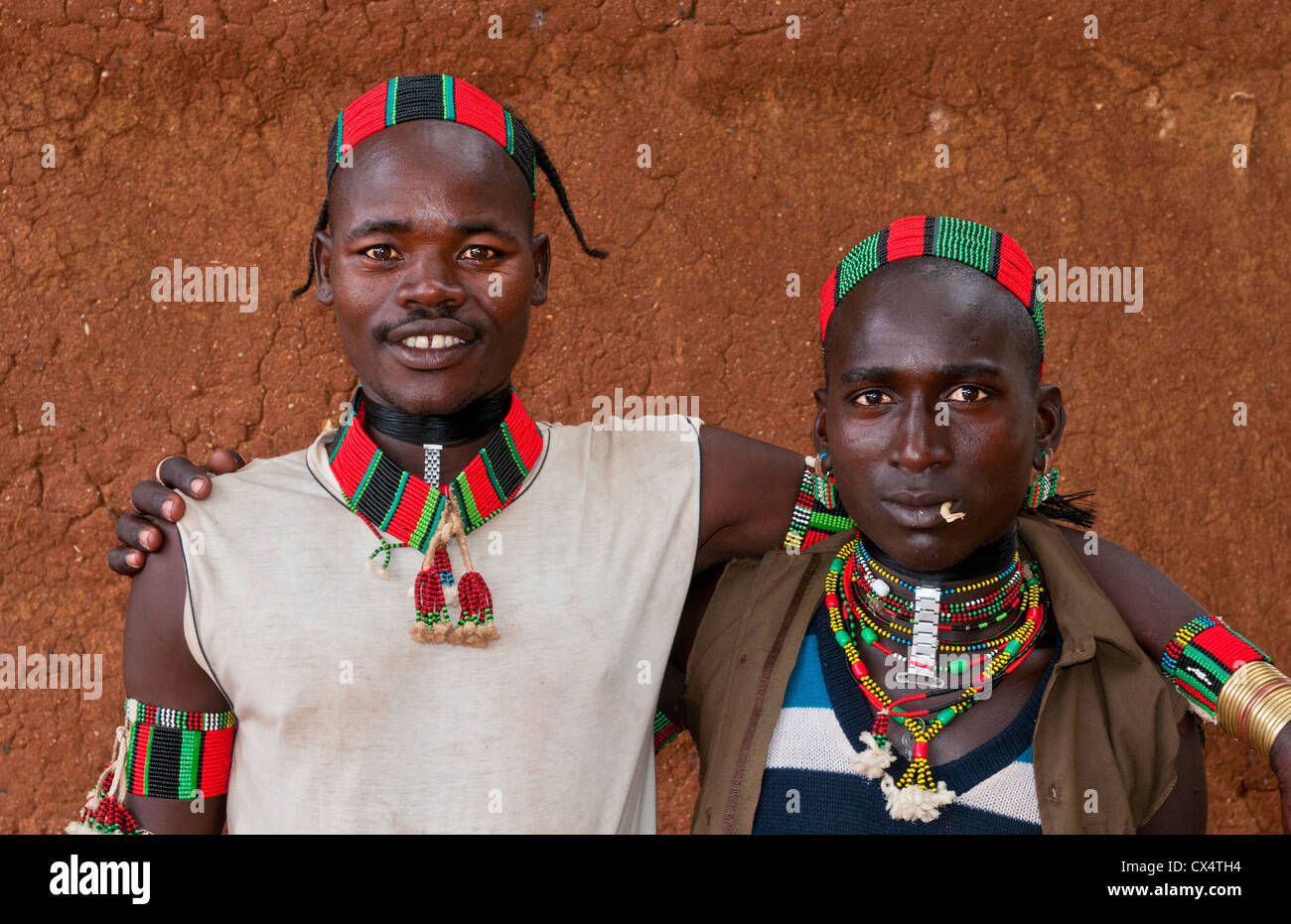Dimeka Ethiopia Africa village Lower Omo Valley portrait of young Hamar ...