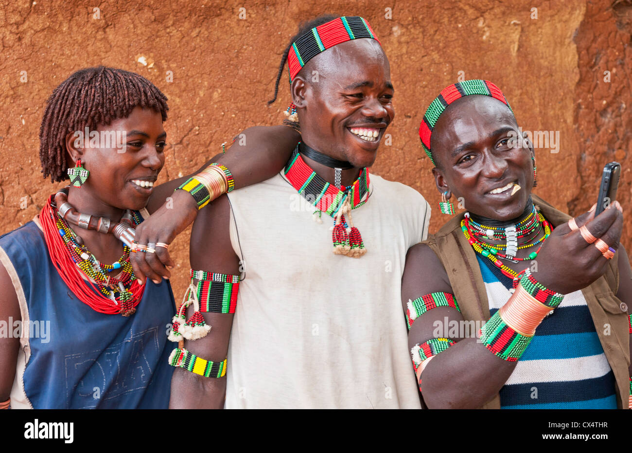 Dimeka Ethiopia Africa village Lower Omo Valley portrait of young Hamar ...