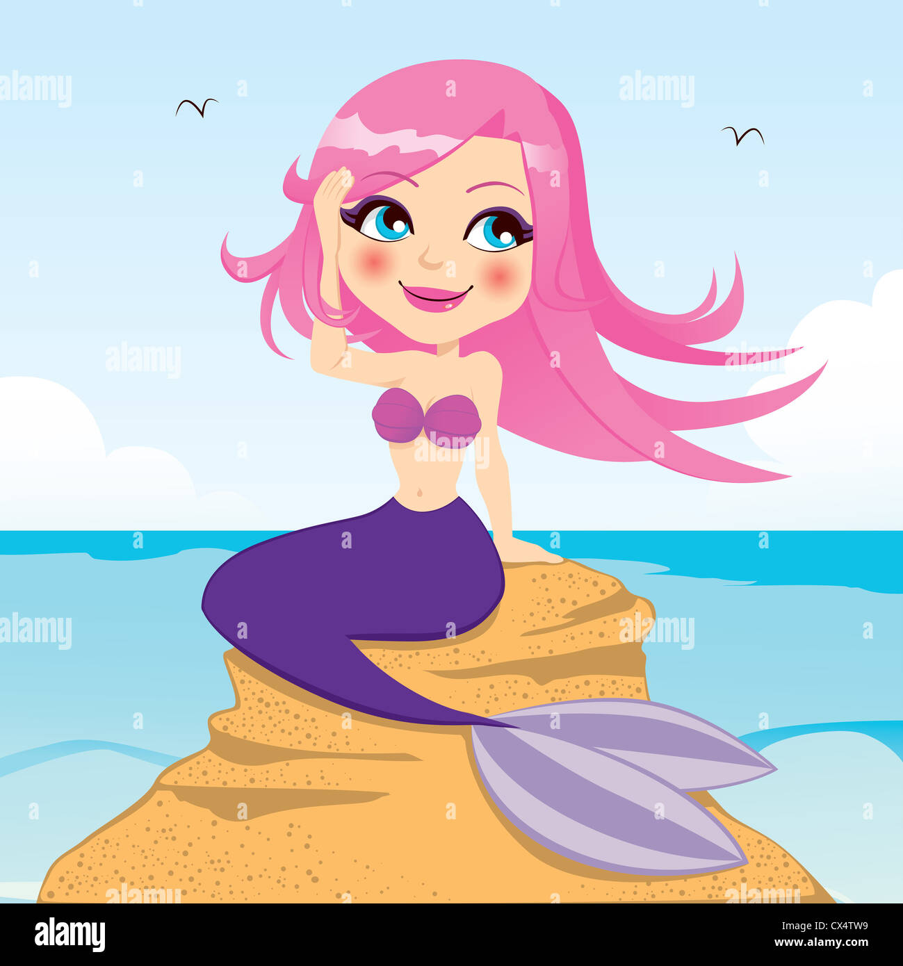 Mermaid sitting on rock hi-res stock photography and images - Alamy