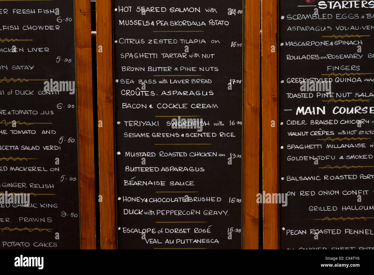 Exterior menu of "The Red Duster" in Cowes High Street on the Isle of ...