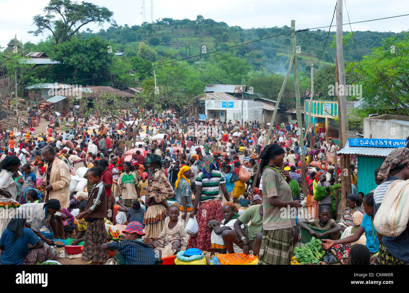 Konso Ethiopia Africa tribal village Lower Omo Valley large crowded ...