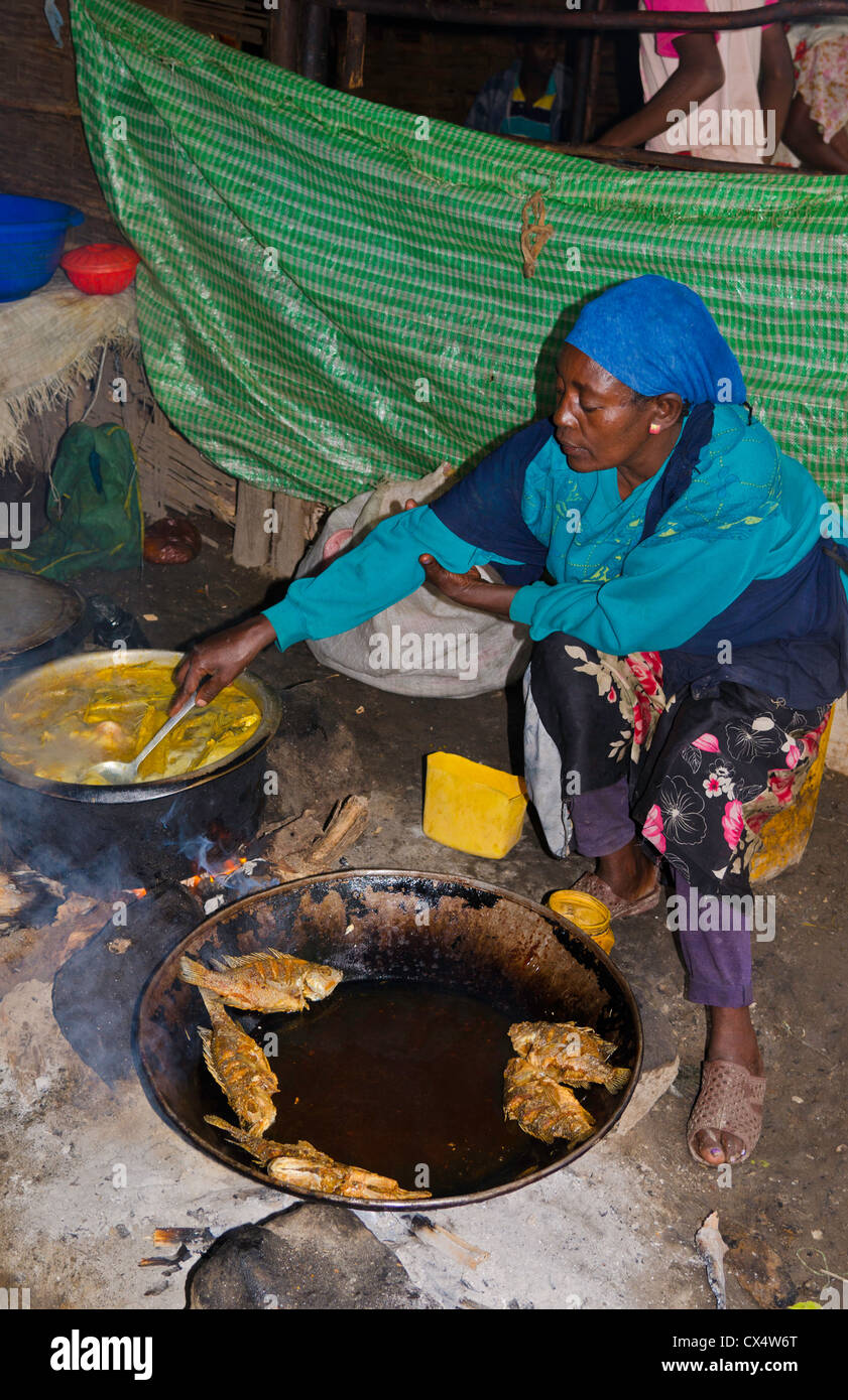 Fish Market at Lake Awassa in Awassa Ethiopia Africa with local woman ...