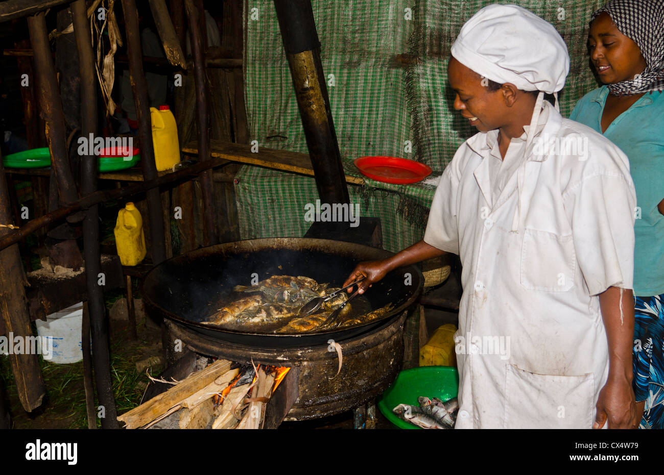 Fish Market at Lake Awassa in Awassa Ethiopia Africa with local woman ...