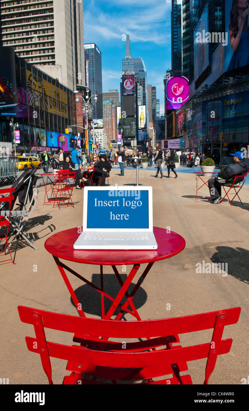 New York City New York Times Square world internet access waiting with ...