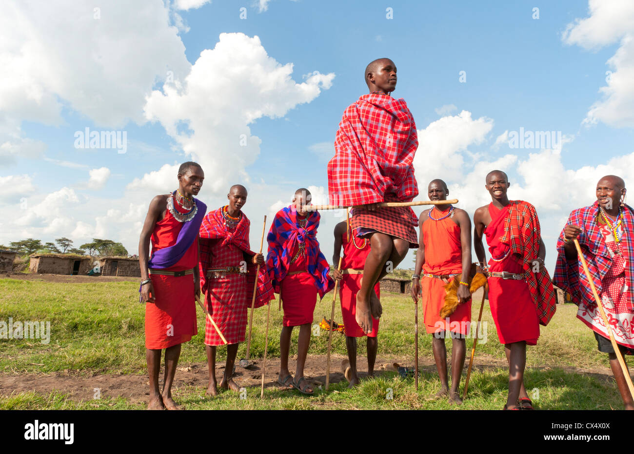 Masai mara tribe warriors jumping kenya hi-res stock photography and ...