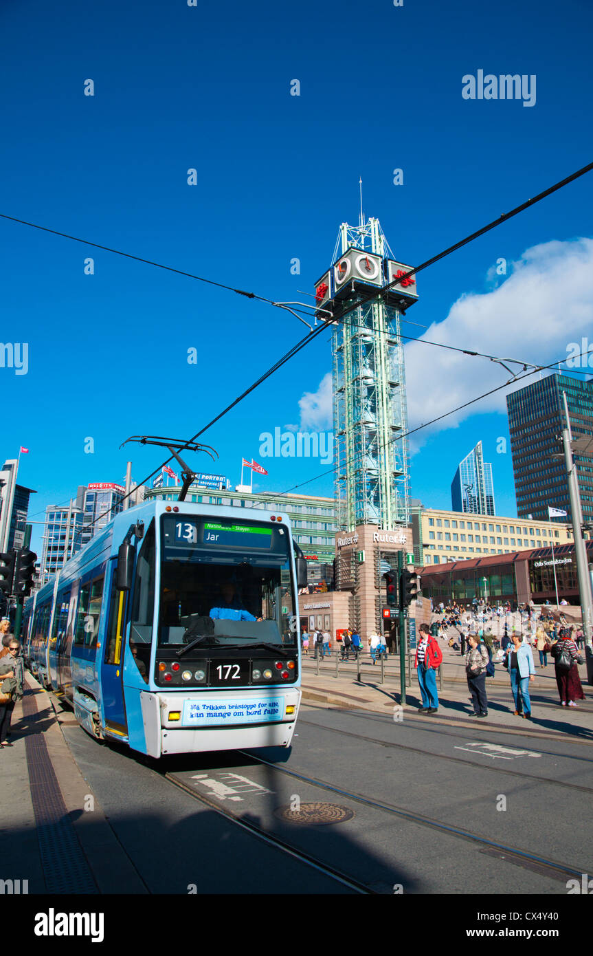 Jernbanetorget square in front of main railway station Sentrum central ...