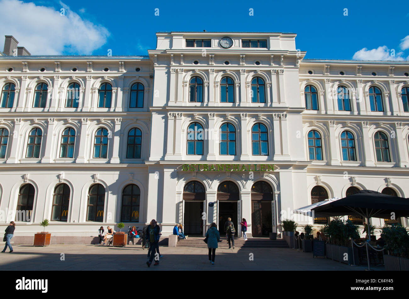 Ostbanehallen shopping centre exterior Jernbanetorget square in front ...