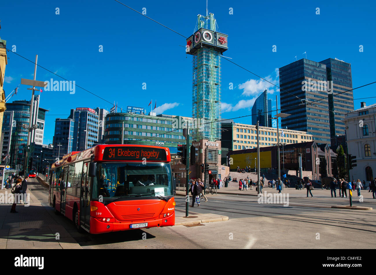 Jernbanetorget square Sentrum central Oslo Norway Europe Stock Photo ...