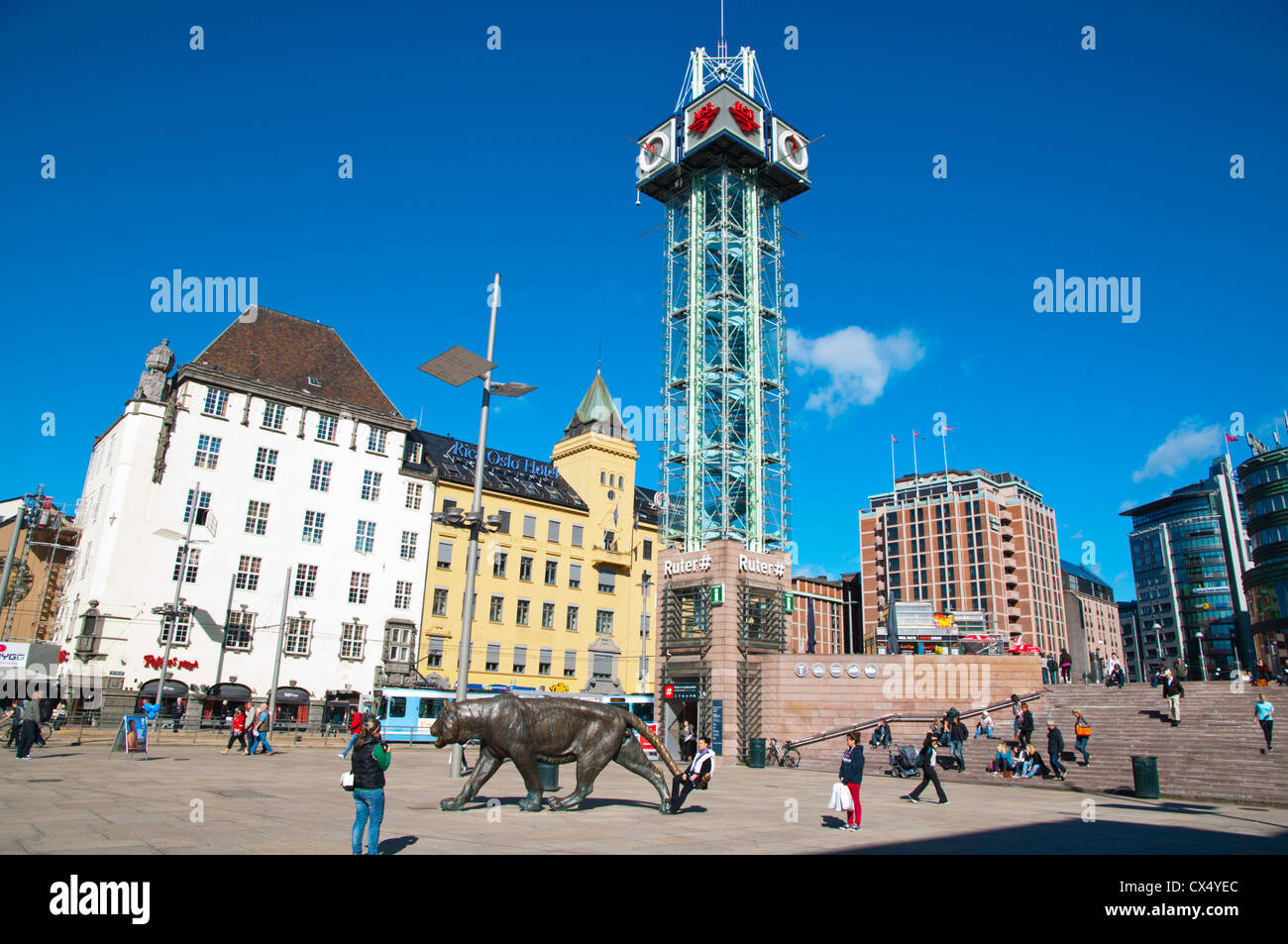 Jernbanetorget square Sentrum central Oslo Norway Europe Stock Photo ...