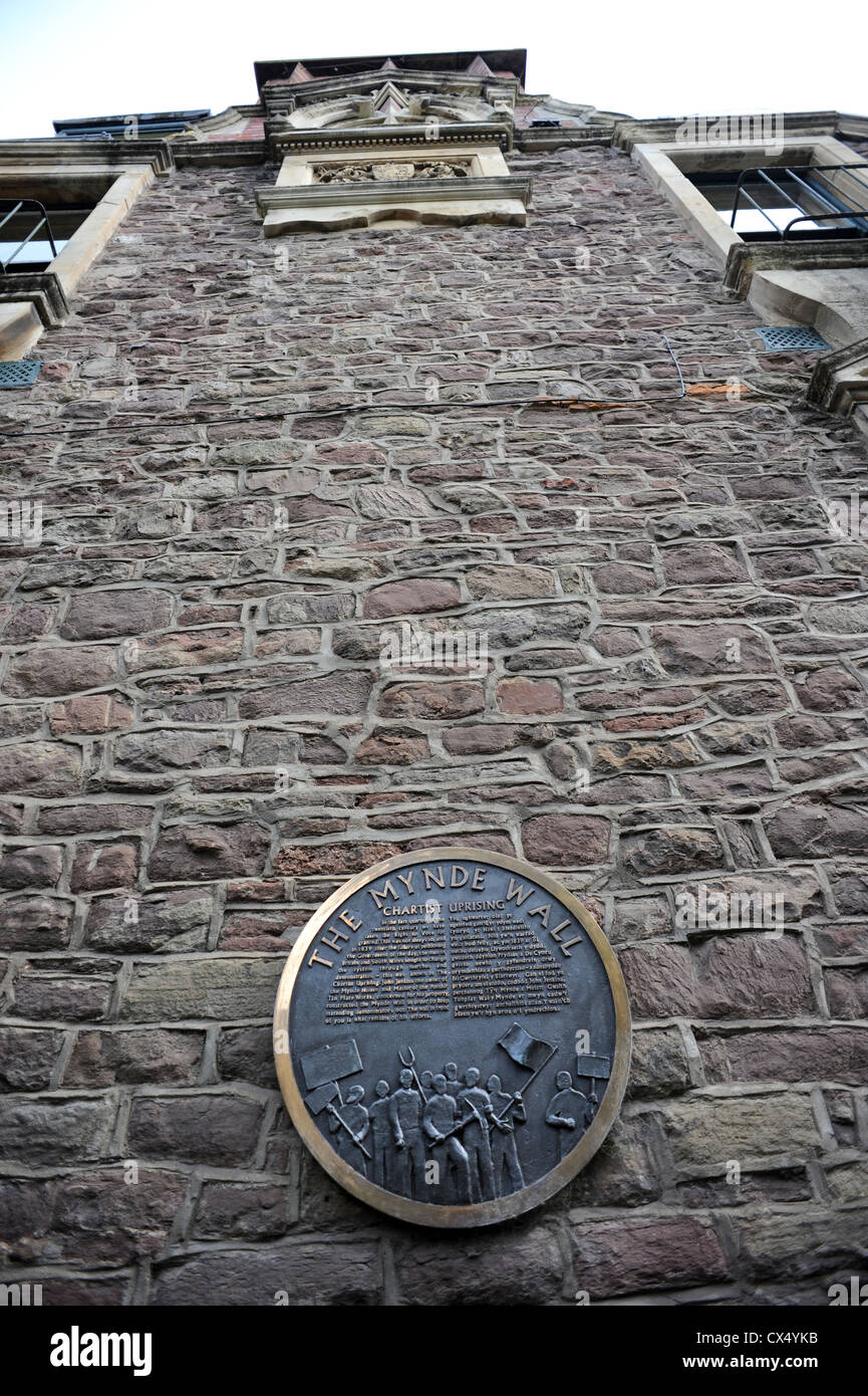 Plaque on The Mynde Wall marking the Chartist Uprising Stock Photo - Alamy