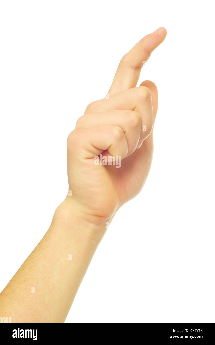 hand touching screen isolated on a white Stock Photo - Alamy