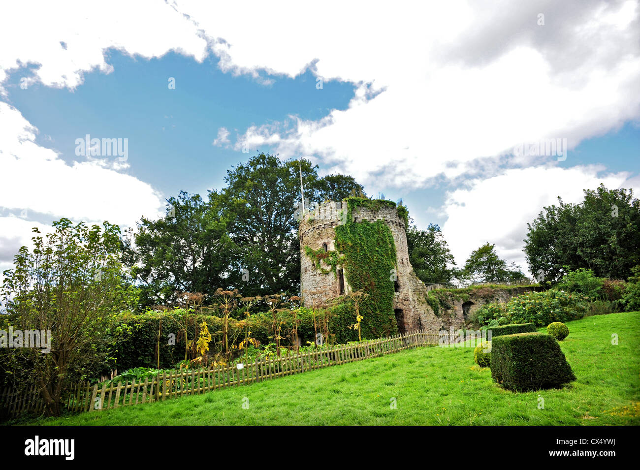 Usk Castle ruins open to the public - The Garrison Tower Stock Photo ...