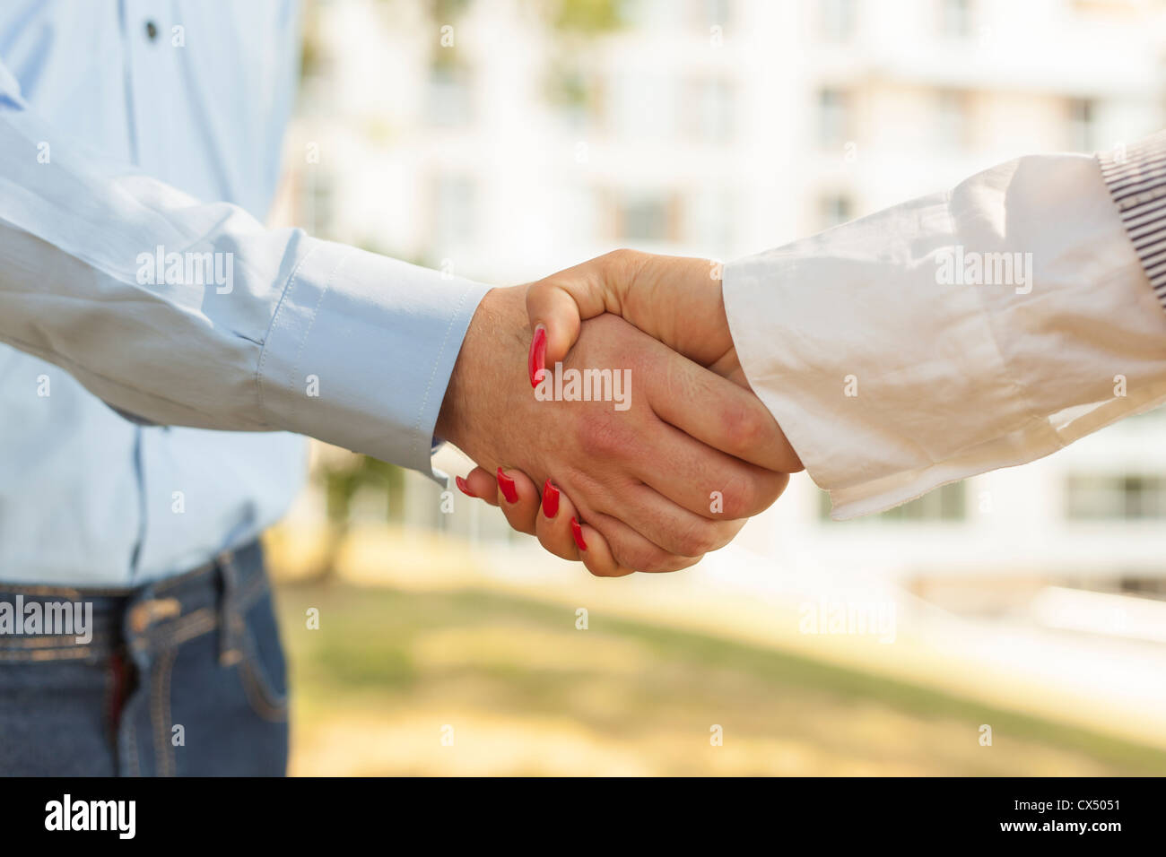 Two hands in Handshake - Business Handshaking Stock Photo - Alamy