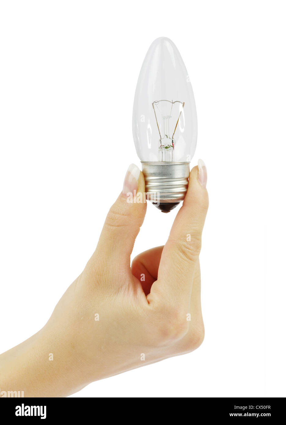 hand holding bulb isolated on white background Stock Photo - Alamy