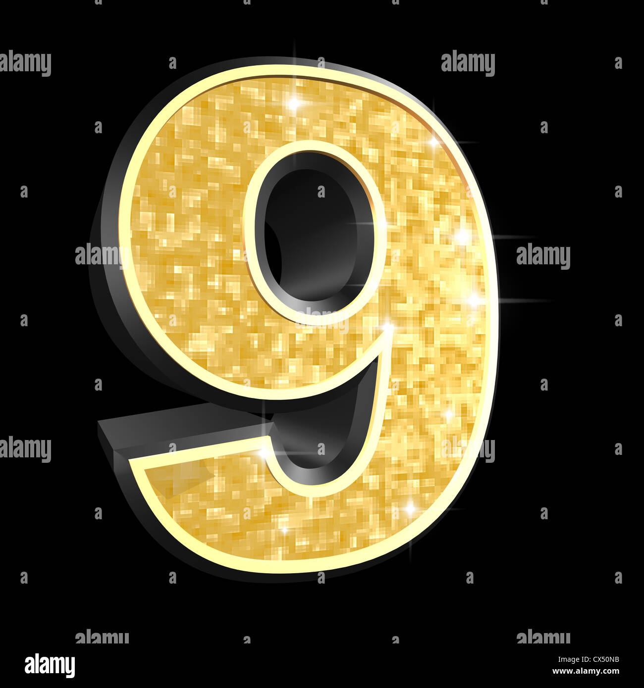 Golden number - 9 Stock Photo - Alamy