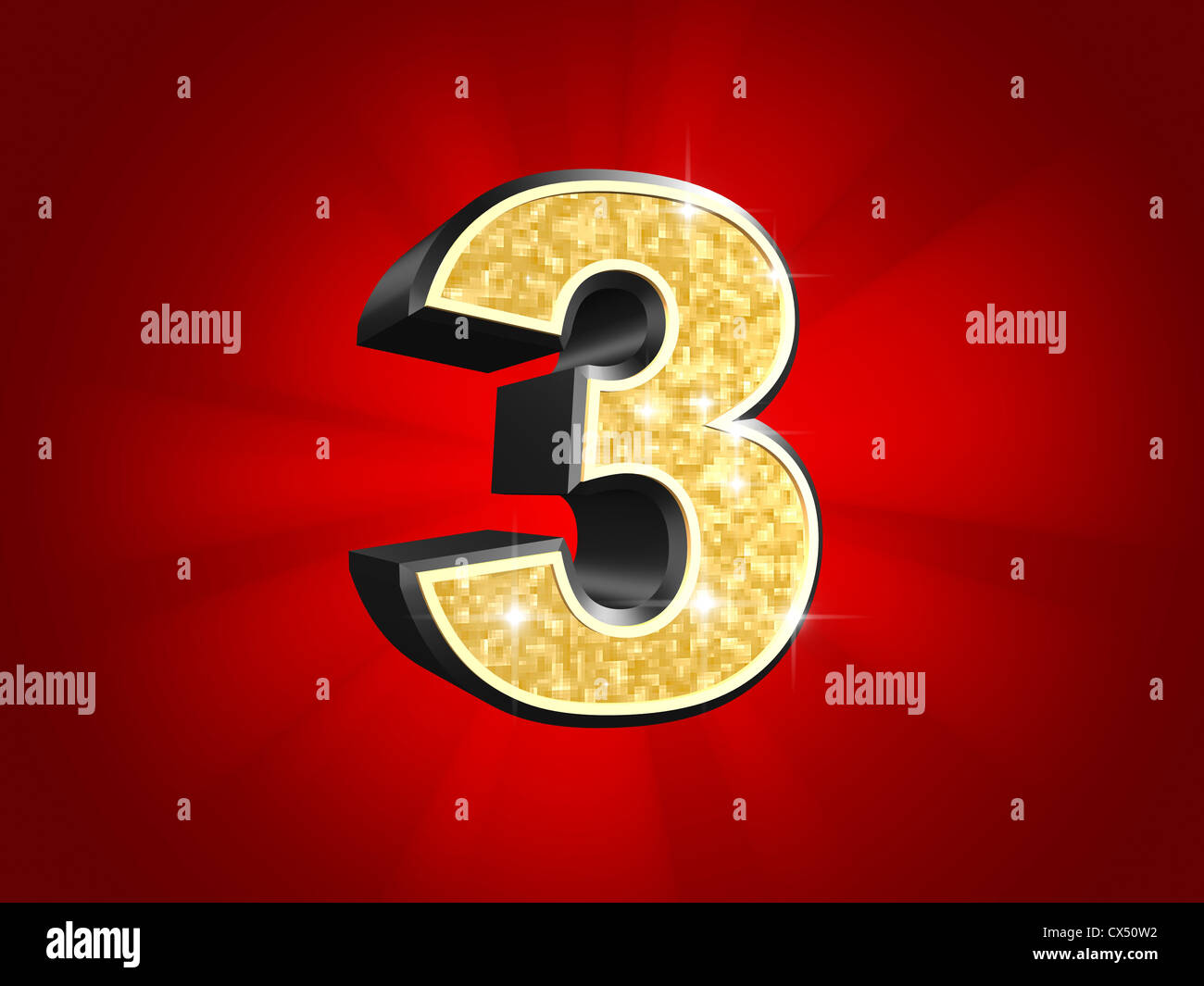 Golden number - 3 Stock Photo - Alamy