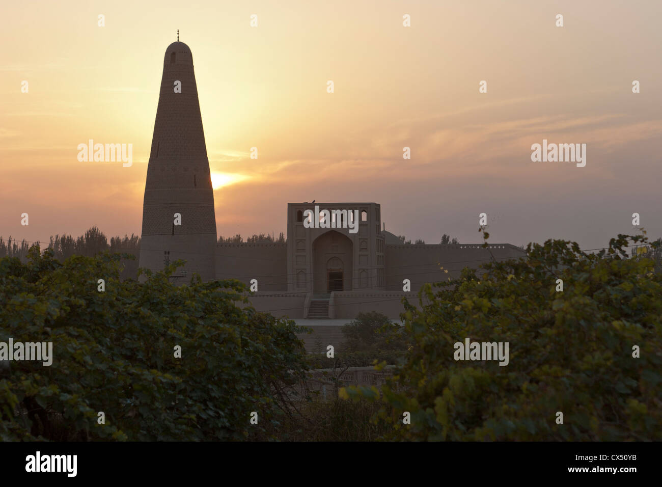 The Emin Minaret, or Imin Ta, stands by the Uighur Mosque located in ...