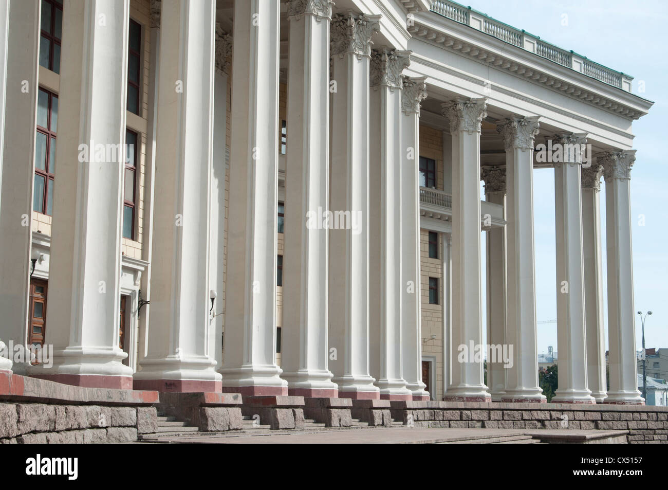 Russian Army theater, columns - fragment of the building Stock Photo ...
