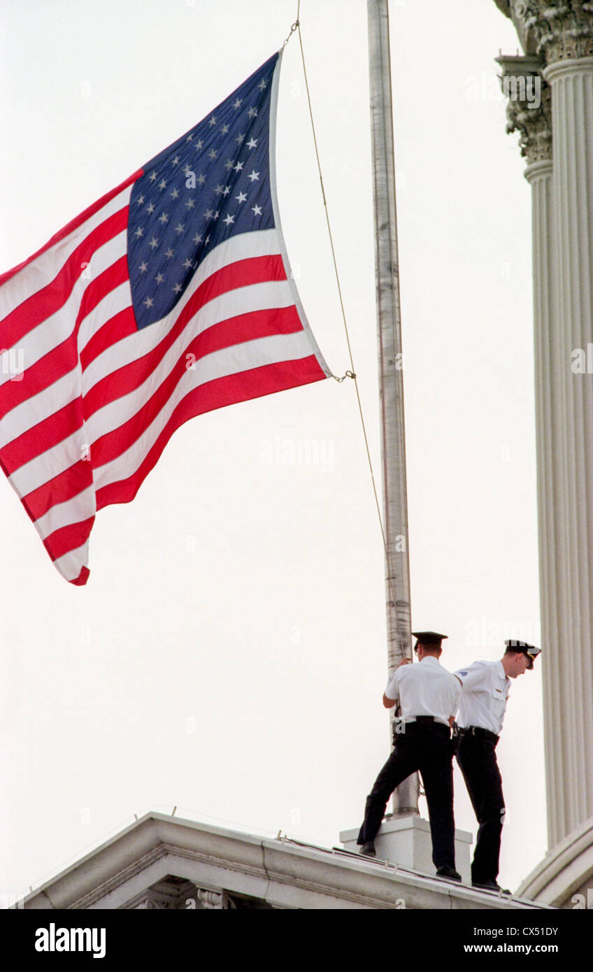US Capitol lower the flag to half mast following a shooting that killed ...