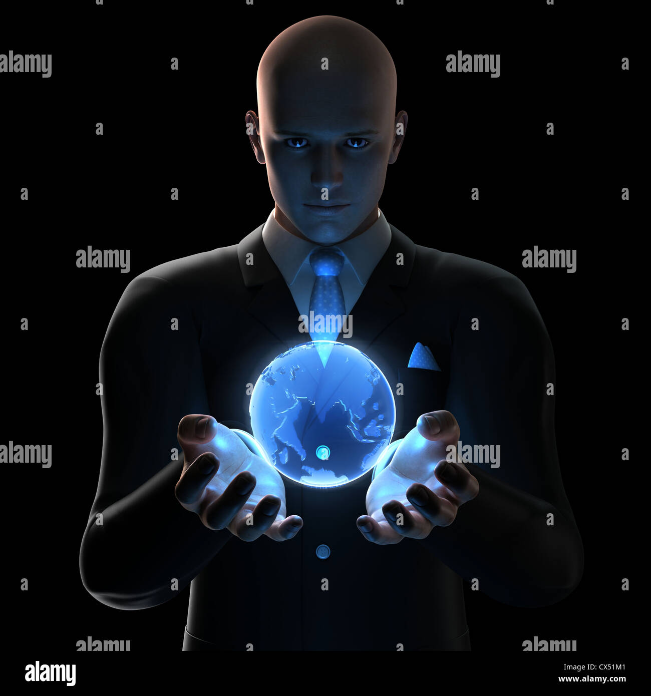 Guy holding a globe Stock Photo - Alamy