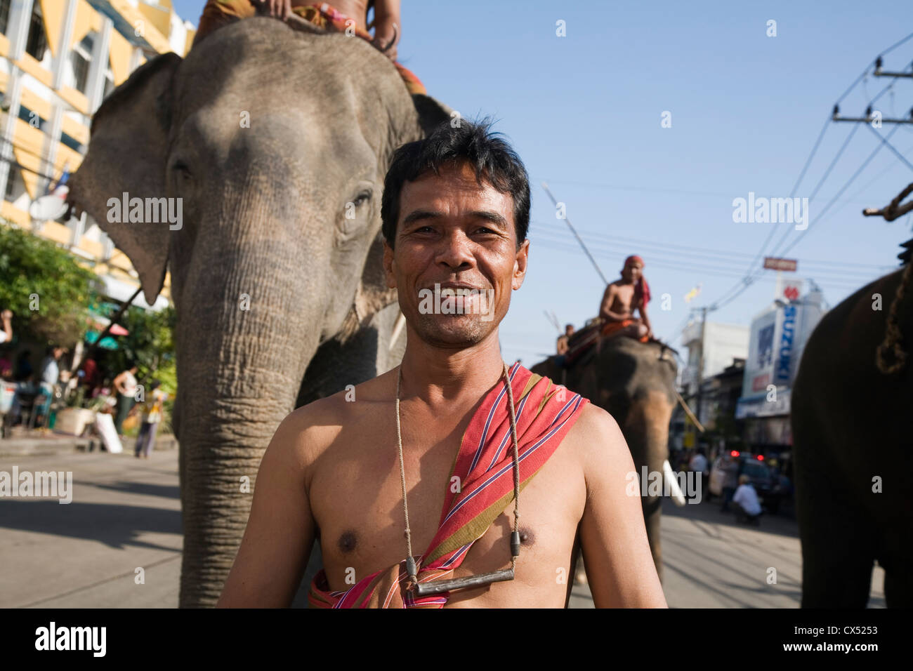 Portrait of a Suai mahout (elephant master) at the Elephant Roundup ...