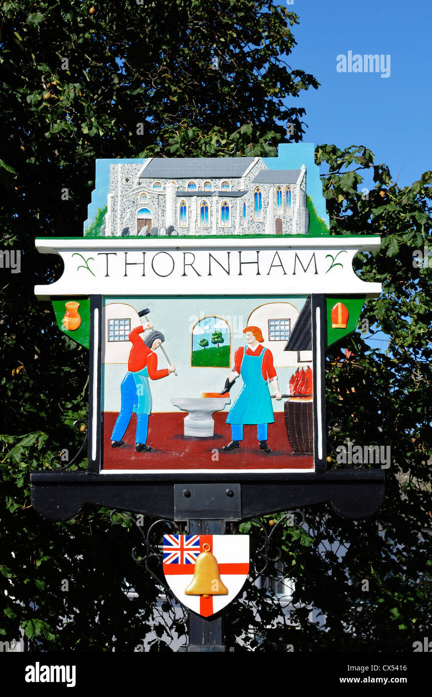 Village Sign, Thornham, Norfolk, England, UK Stock Photo - Alamy