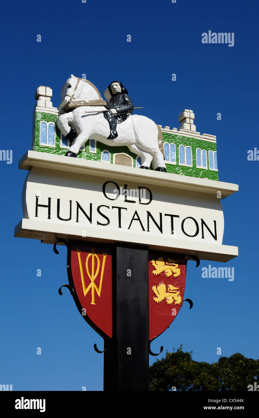 Old Hunstanton village sign, Norfolk, England, UK Stock Photo - Alamy