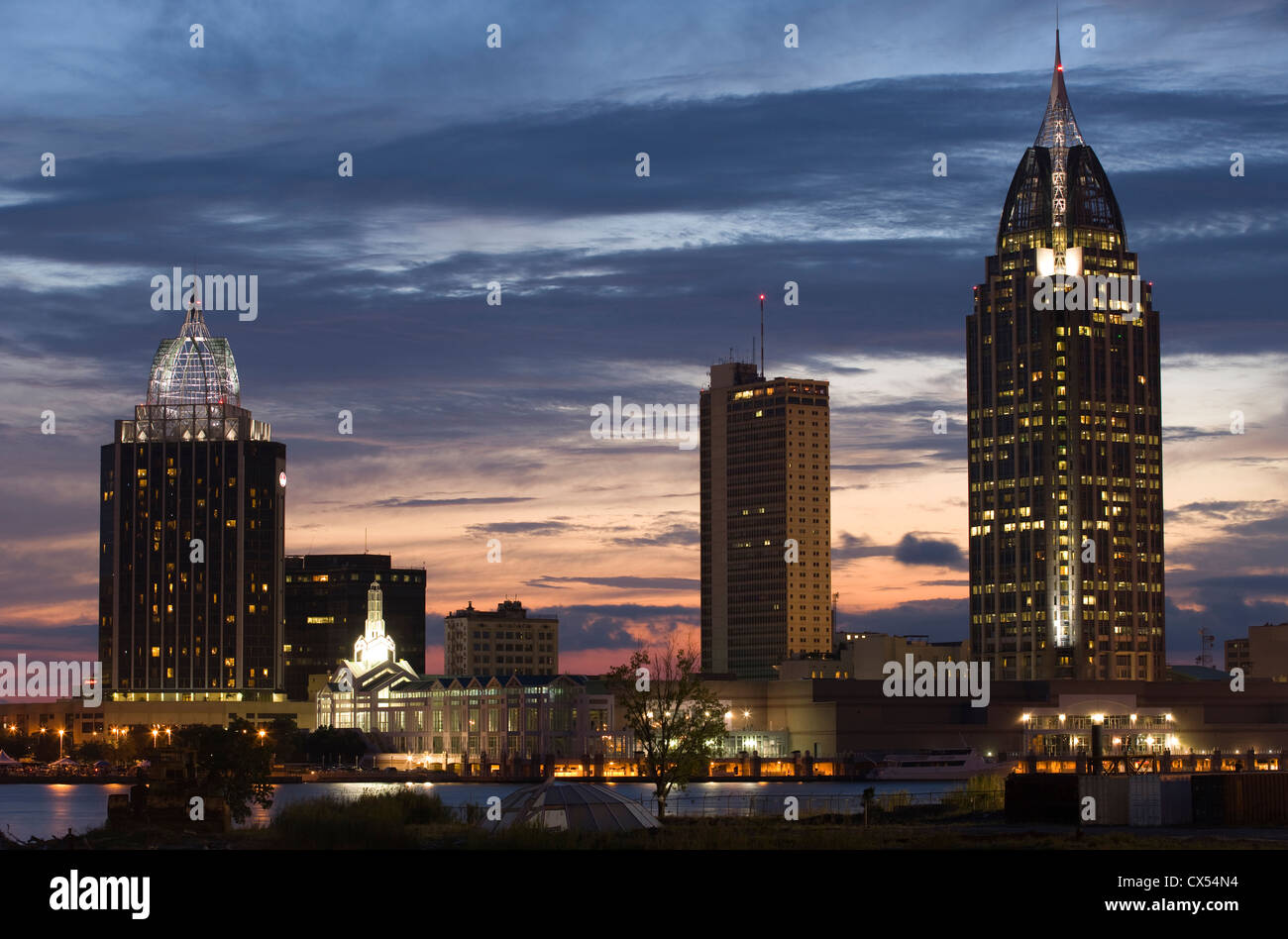 RSA TOWER BATTLE HOUSE BUILDING DOWNTOWN SKYLINE MOBILE ALABAMA USA ...