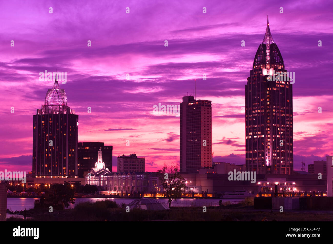 RSA TOWER BATTLE HOUSE BUILDING DOWNTOWN SKYLINE MOBILE ALABAMA USA ...