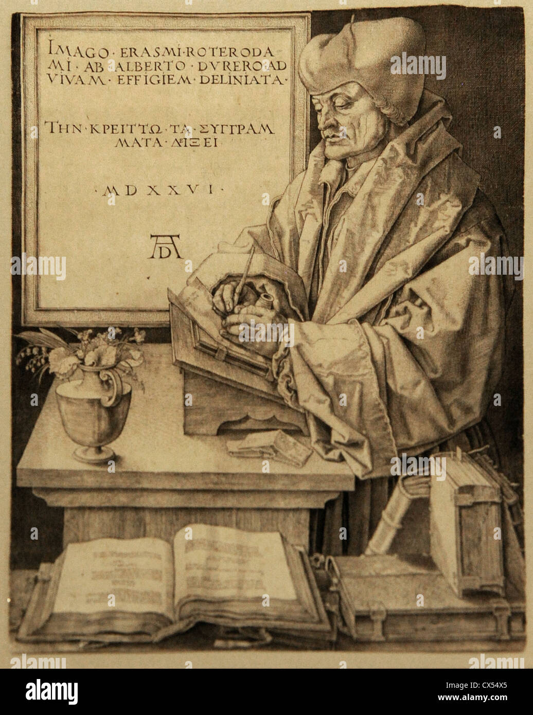 Erasmus of Rotterdam (1466-1536). Dutch humanist. Burin engraving by ...