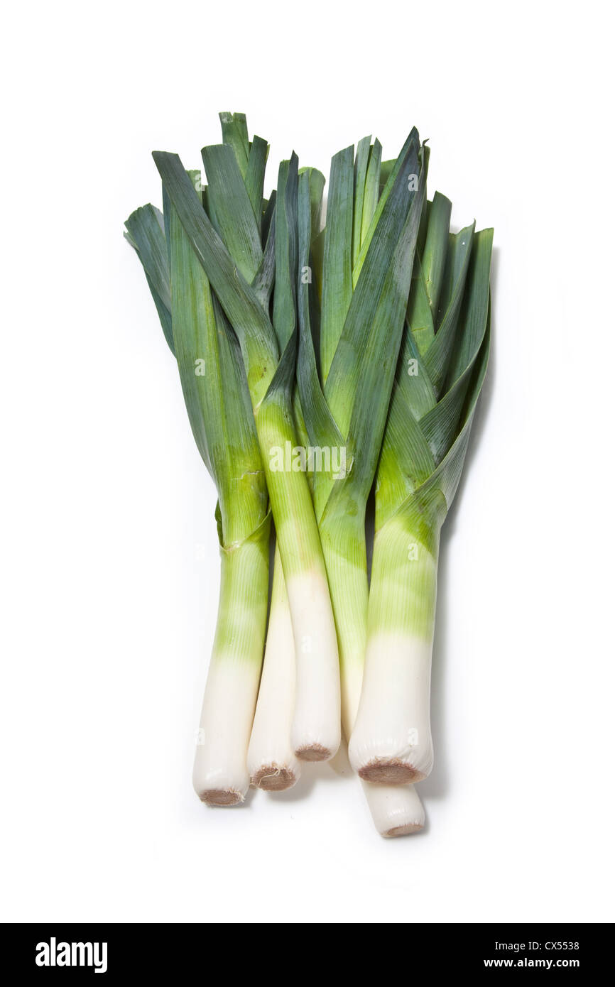 Bunch of large Leeks isolated on a white studio background Stock Photo ...