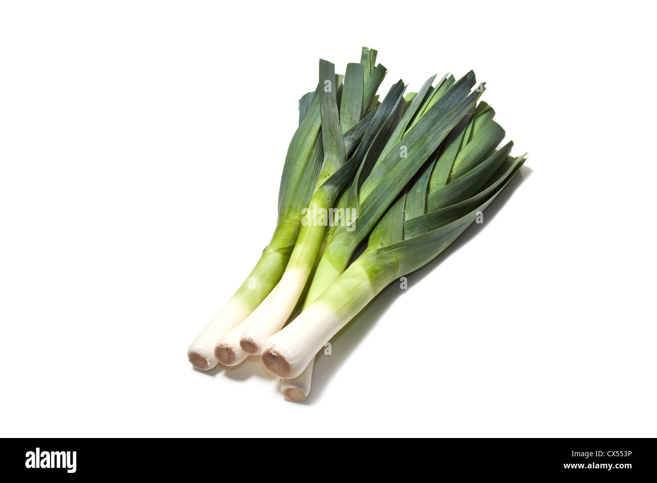 Bunch of large Leeks isolated on a white studio background Stock Photo ...